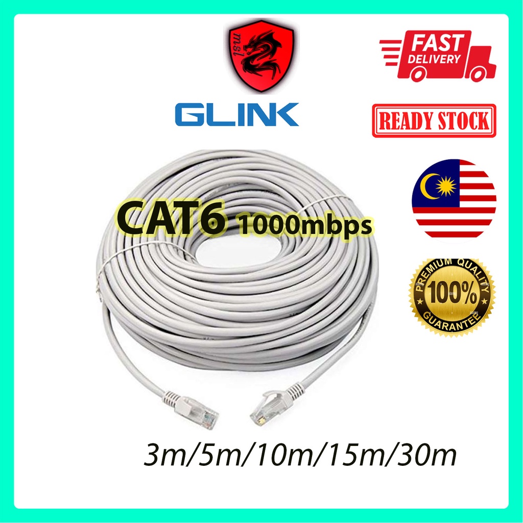 High Speed G-LINK CAT 6 1000MBPS/1GBPS**3M/5M/10M/15M/20M/30M RJ45 LAN CABLE ~Network Internet ...