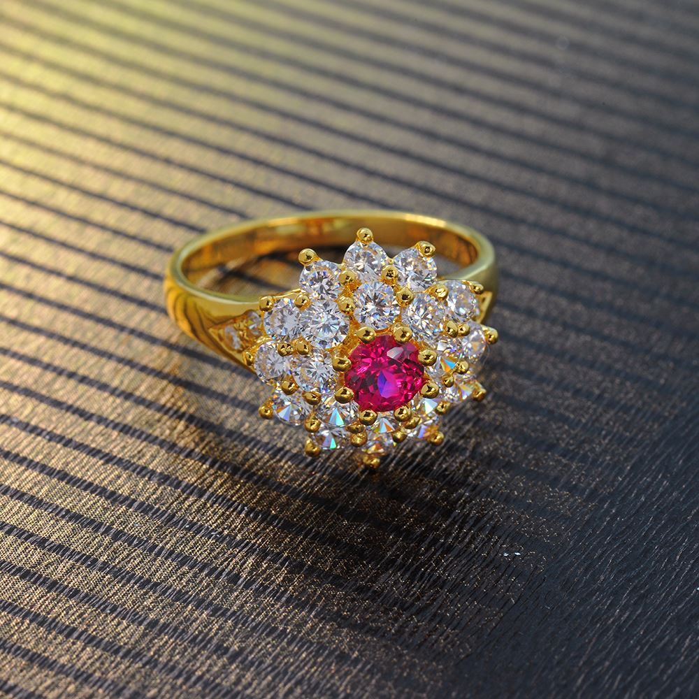 ORIGINAL ZHULIAN Cincin Permata Merah saduran emas 999/24k by Zhulian ...