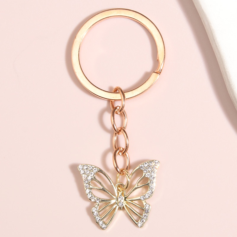 Cute Animal Keychain Hollow Butterfly Crystal Key Ring Enamel Key ...