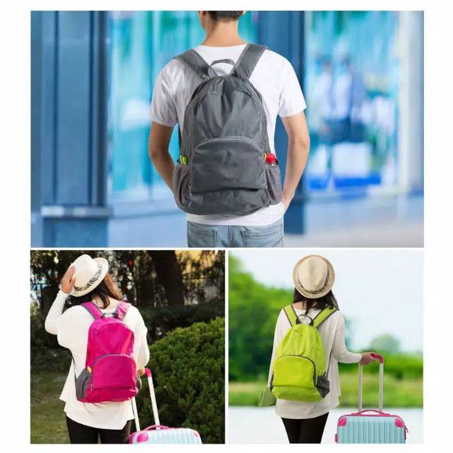 Folding Backpack / Foldable Backpack (ready Gray) | Shopee Malaysia