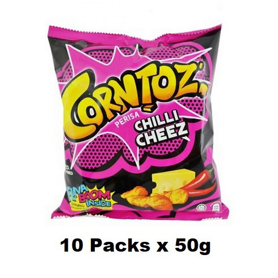 10 Packs Corntoz Chilli Cheez Ringz 50g each HALAL (LOCAL READY STOCKS ...