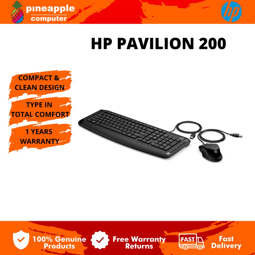 HP Pavilion 200 USB Keyboard and Mouse Set 9DF28AA | Shopee Malaysia