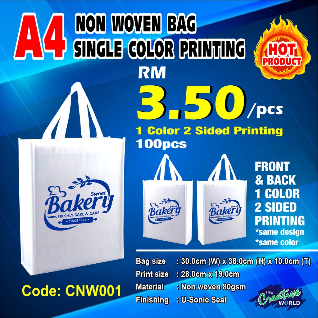 CUSTOMIZE NON WOVEN BAG | PRINT YOUR OWN DESIGN | ONE COLOR ONE SIDED ...