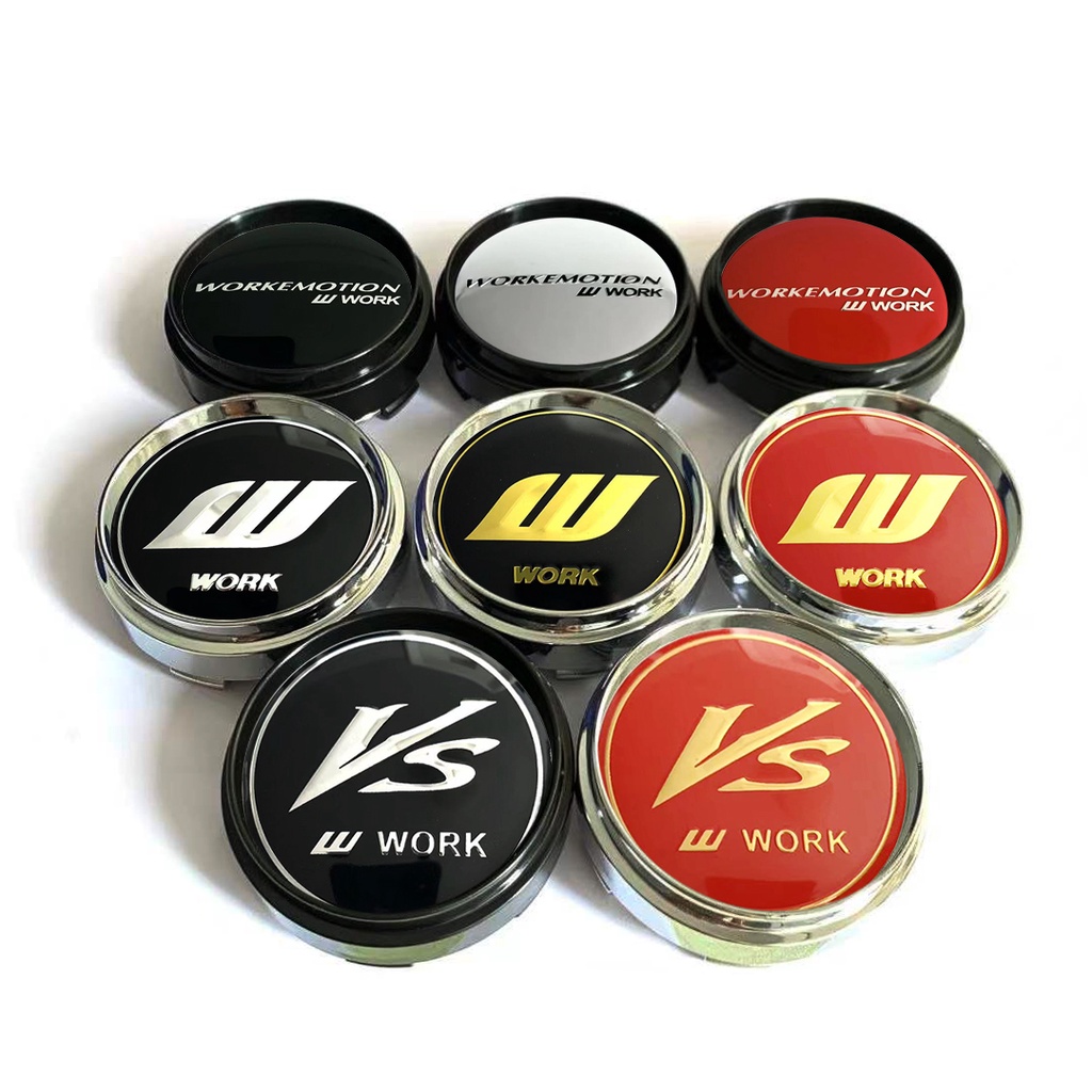 4pc 66mm WORK center caps Work EMOTION hub cover VS WORK rim cap Silver ...