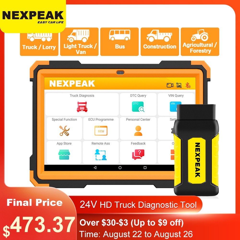 NEXPEAK K2 24V Heavy Truck Diagnostic Tool Bluetooth All System OBD2 ...