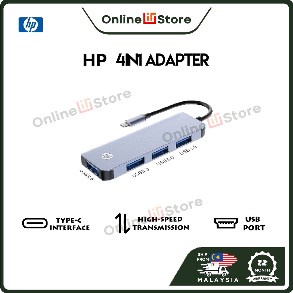 HP 4 in 1 Type-C Docking Station 4 Port USB 3.0 | Shopee Malaysia
