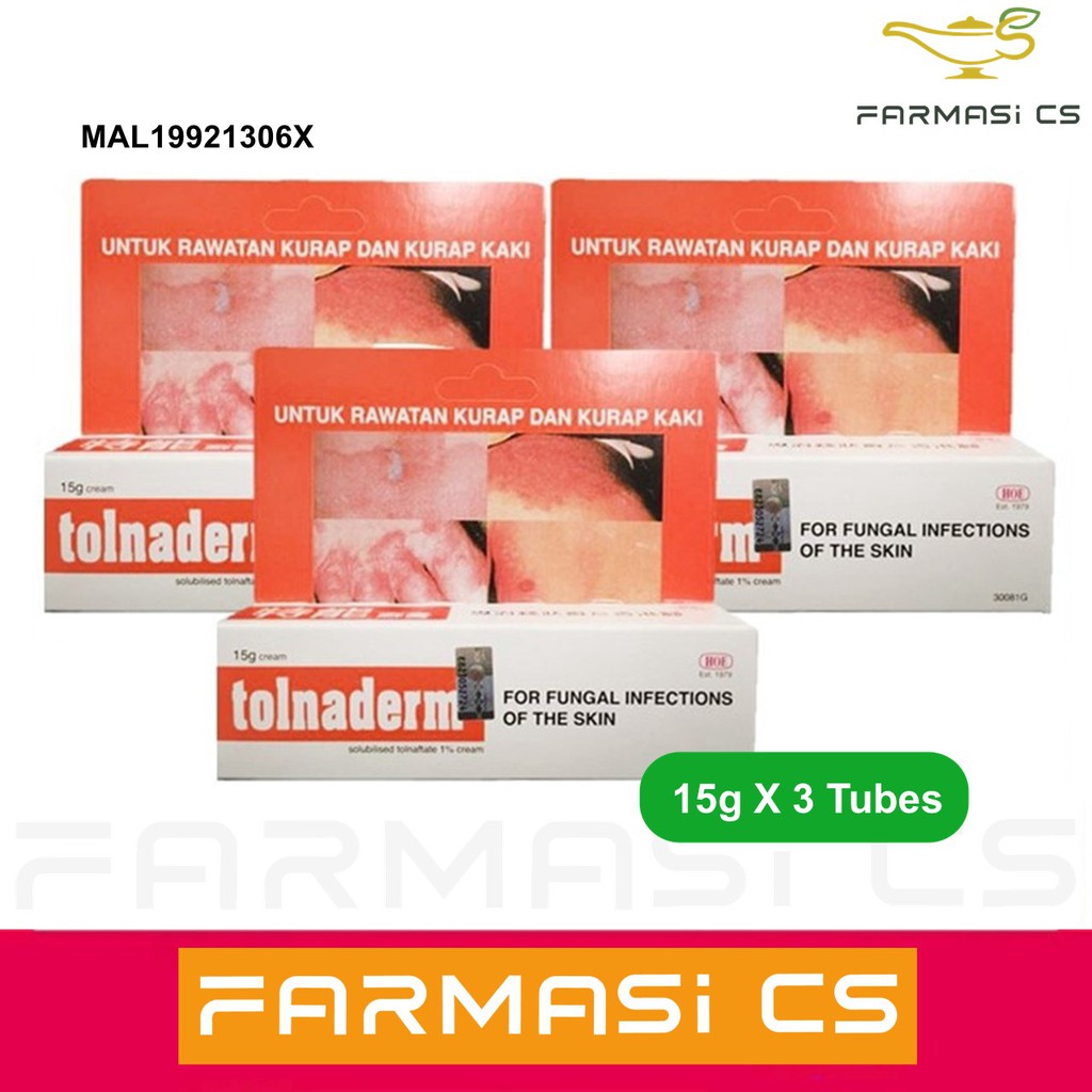 Tolnaderm Solubilised Tolnaftate 1% Cream 15g x 3 Tubes (TRIPLE) EXP:04 ...