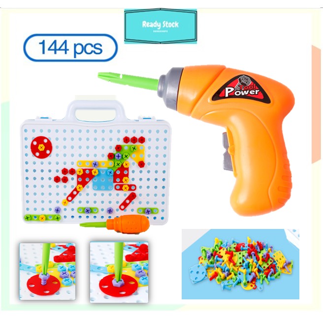 Double Side Building Blocks Bricks Peg Electric Drill Assemble Toy ...