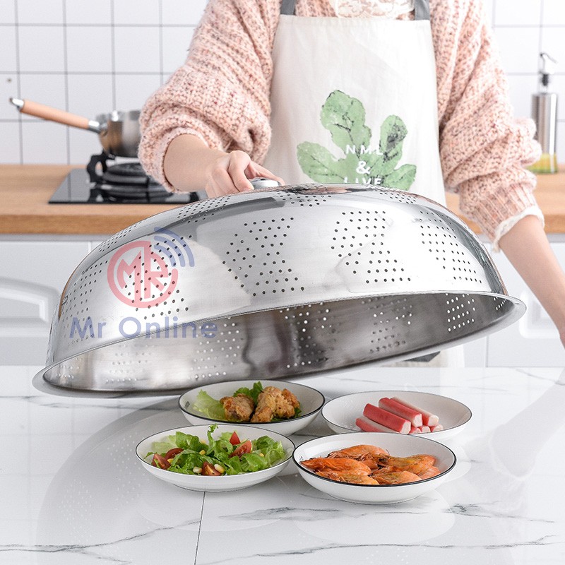 Penutup Makanan/Stainless Steel Food Cover/ Food Lid Hood Hole/Dish ...