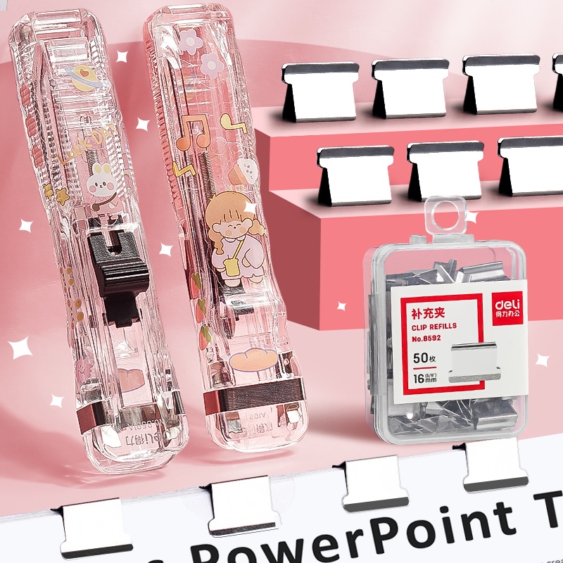 Push Clipper with Cartoon Sticker Binding Clip Clip Bill Clip Effort ...