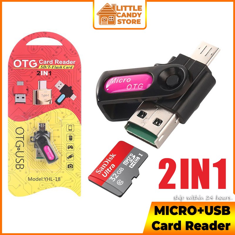 High Speed 2in1 OTG TYPE-C / Micro OTG Card Reader USB Mini Micro SD ...