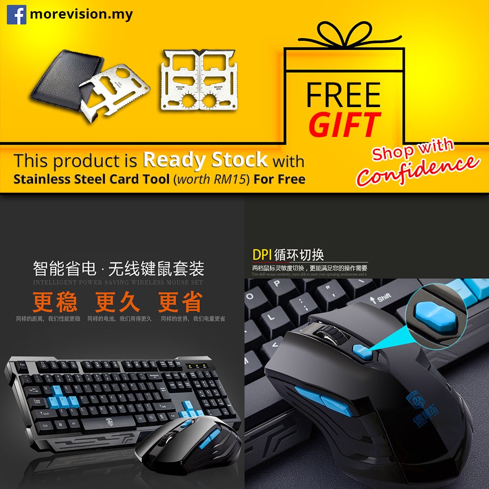 Delog V60 Wireless Keyboard Mouse Set Combo Office Gaming USB Full Size ...