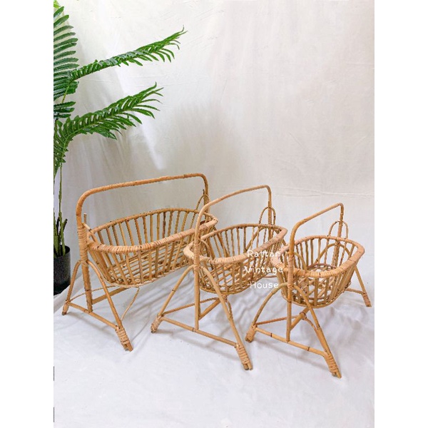 (Rattanvintage)🔥Rattan Toy Swing Basket | Rattan Plant Stand Basket ...