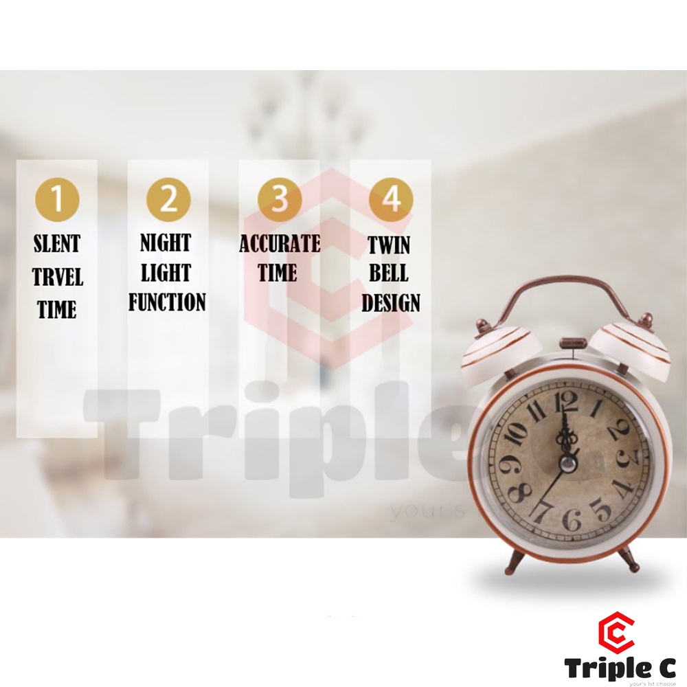 [Triple C] Twin Bell Classic Large Loud Sound Analogue Alarm Clock ...