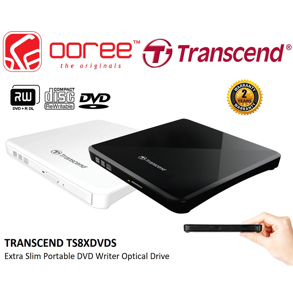 TRANSCEND TS8XDVDS (8X8) SLIM PORTABLE CD/DVD WRITER WITH MINI USB TO ...