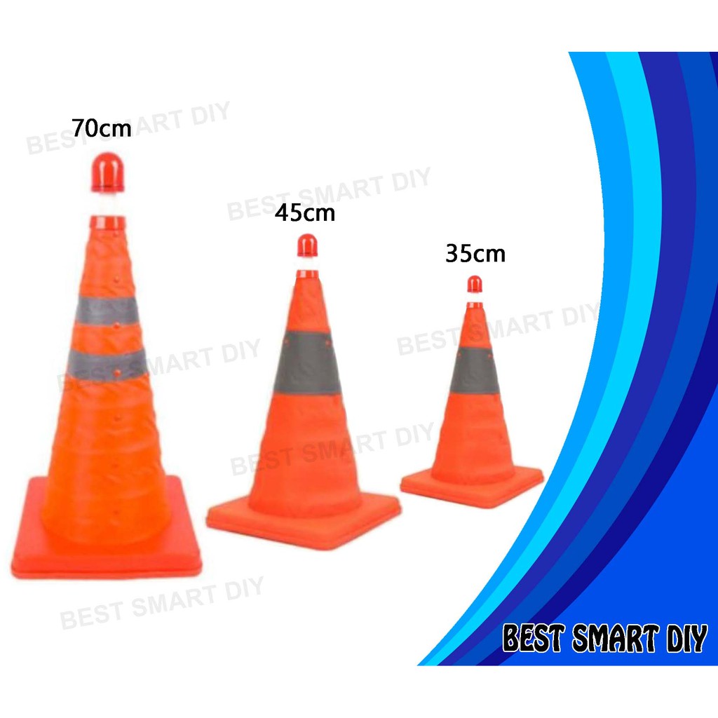 ADJUSTABLE SAFETY CONE Flexible Collapsible Multi Purpose Pop Up Safety ...