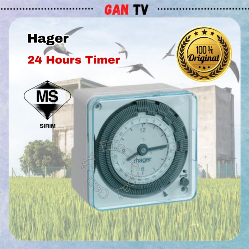 Original Hager 24 Hours Programme Timer Swiftlet Farming Analog Analogue Time Switch Sirim EH711 ...