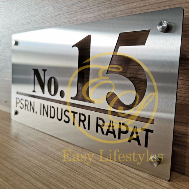 STAINLESS STEEL MODERN HOUSE NUMBER PLATE, NOMBOR RUMAH TERKINI 400MM X ...