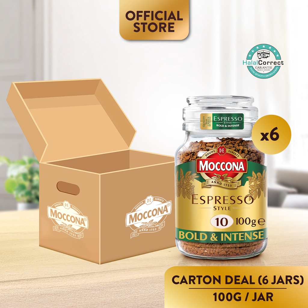 (6 Jars Carton Deal) Moccona Espresso Style Intensity 10 Freeze Dried Instant Coffee, 100g ...