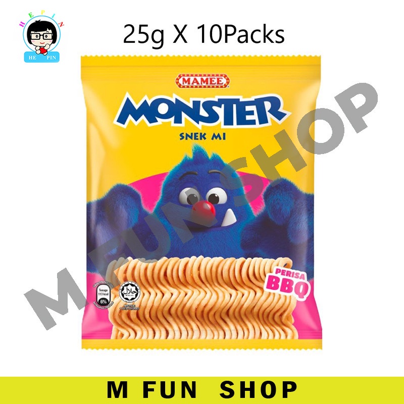 *Childhood Snack* Ready Stock 10Pcs Mamee Monster Noodle Snack BBQ ...