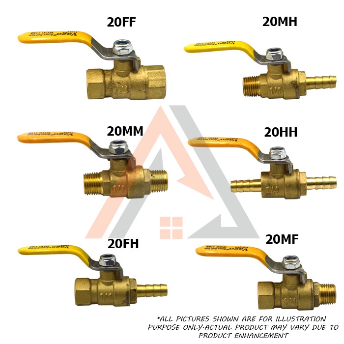 1/4" VAGO Heavy Duty Brass Mini Ball Valves Male Female Thread Hose ...