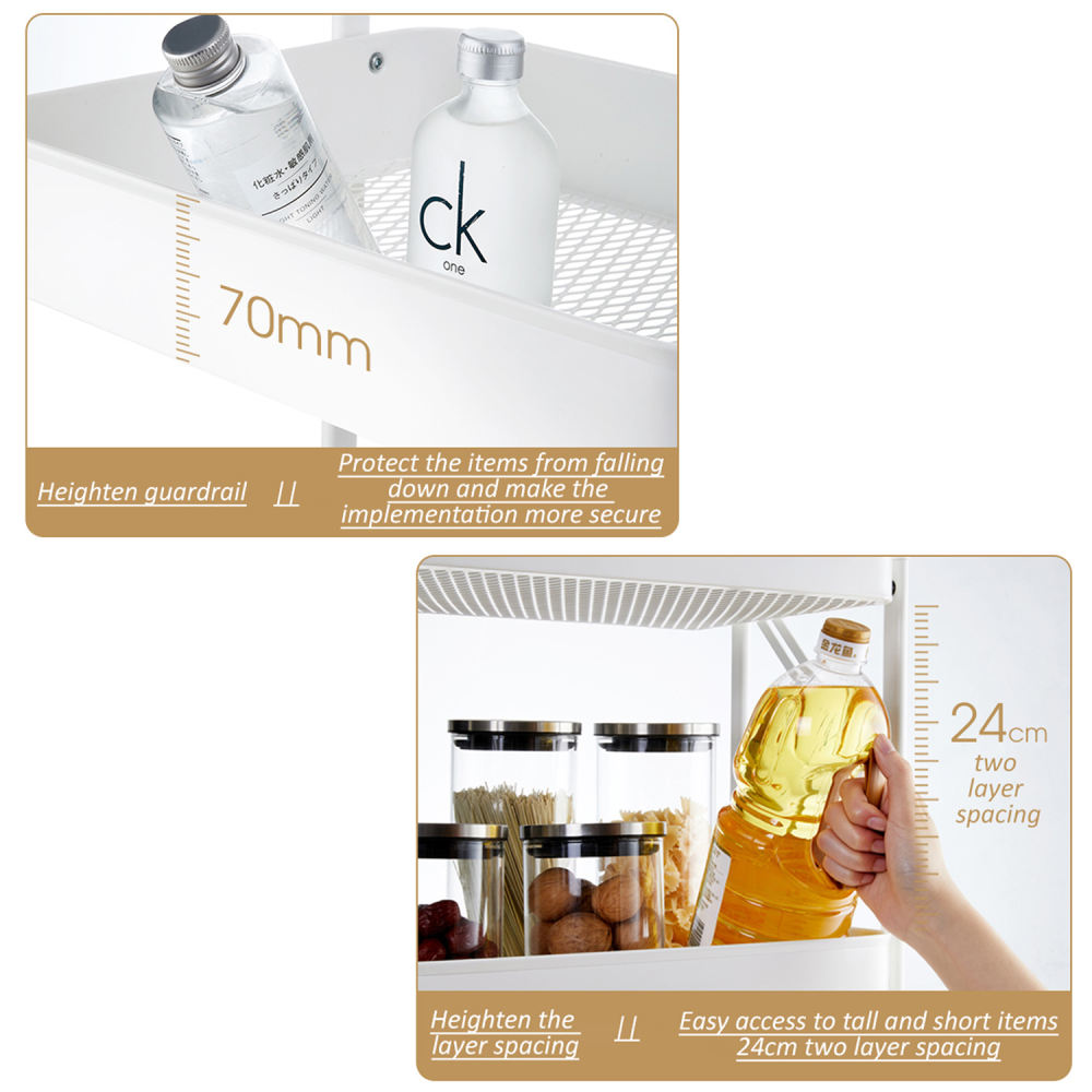 Trolley 3 Steel Tier Rack Multi-functional Storage Kitchen Storage Rack ...