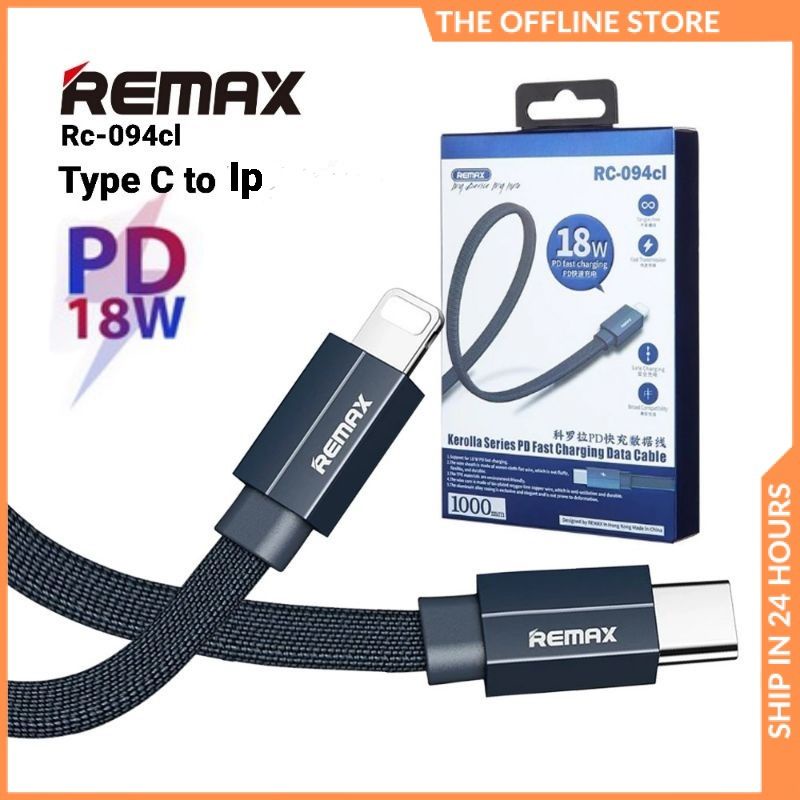 Remax RC-094cl iP PD Fast Charging Cable 18W Data Cable Type C to iP Cable | Shopee Malaysia