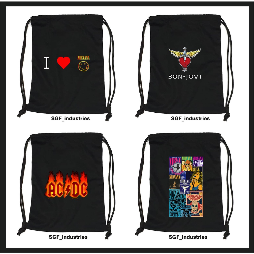 String Bag With 100% premium Japanese flex Screen Printing/nirvana ...