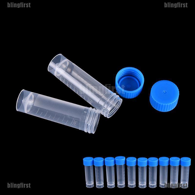 【∮】 10/20/50/100x 5ml Chemistry Plastic Test Tubes Vials Seal Caps ...