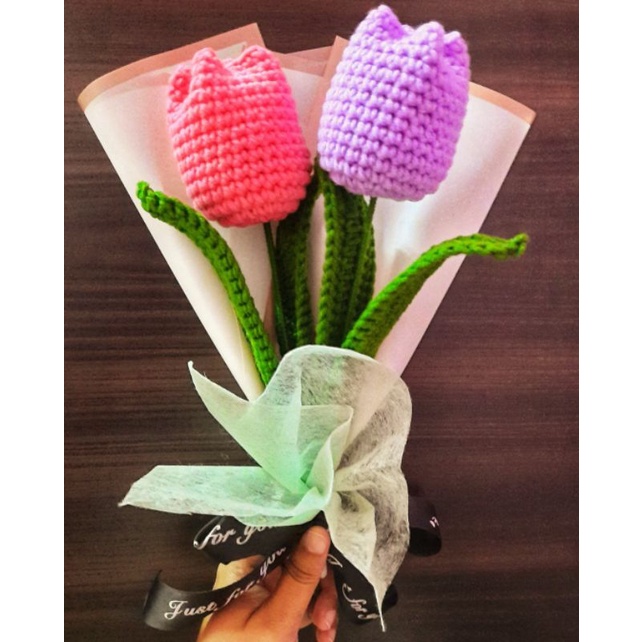 Tulip Crochet Flower/Tulip Flower/Handmade Tulip Flower/Bunga Kait ...