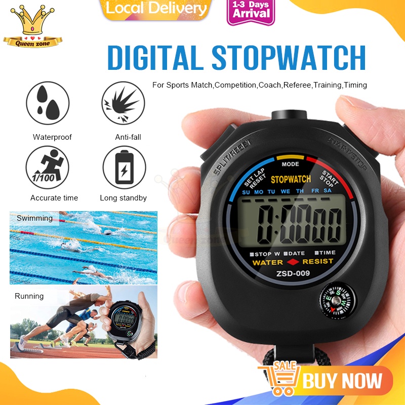 Classic Digital Sports Stopwatch Handheld LCD Chronograph Sports ...