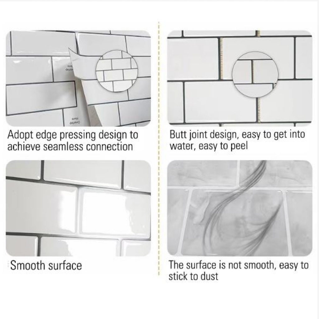 3D Tiles Sticker (30x30cm) Kitchen Bathroom Wall Tiles Sticker Self ...