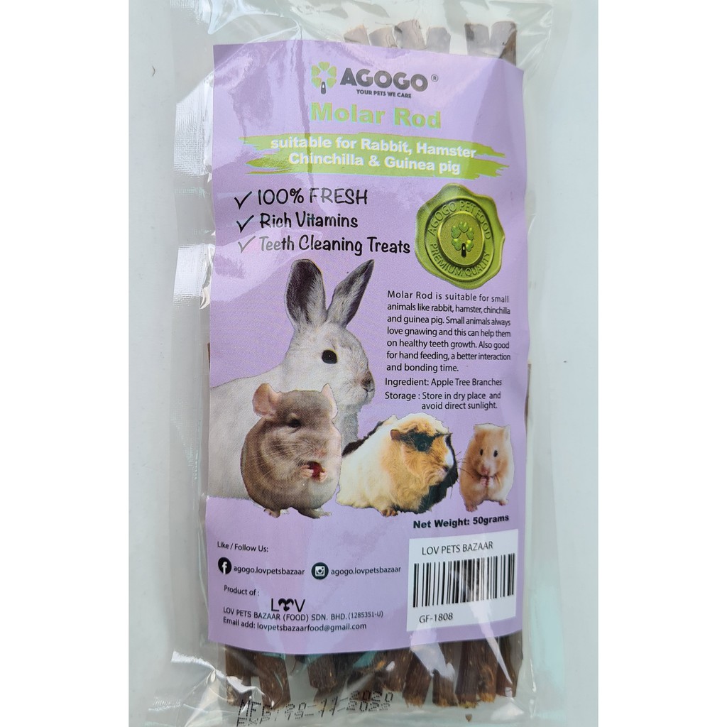 Agogo Molar Rod Rabbit Hamster ChinChilla Guinea Pig Teeth 50gram ...