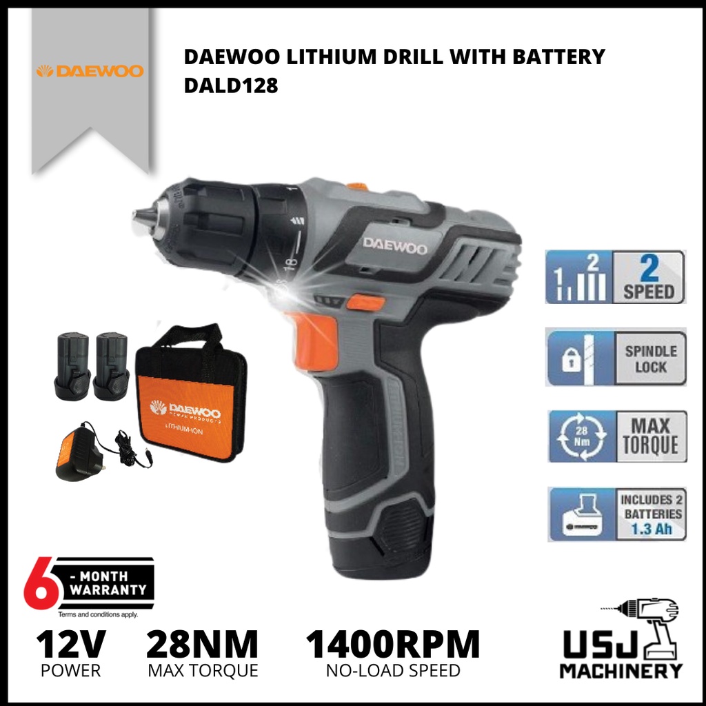 DAEWOO Lithium Drill With Battery DALD128 | 6 Months Warranty | Shopee Malaysia