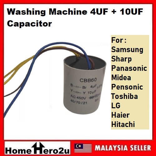 Universal Replacement Part Washing Machine 4UF + 10UF Capacitor Spin ...