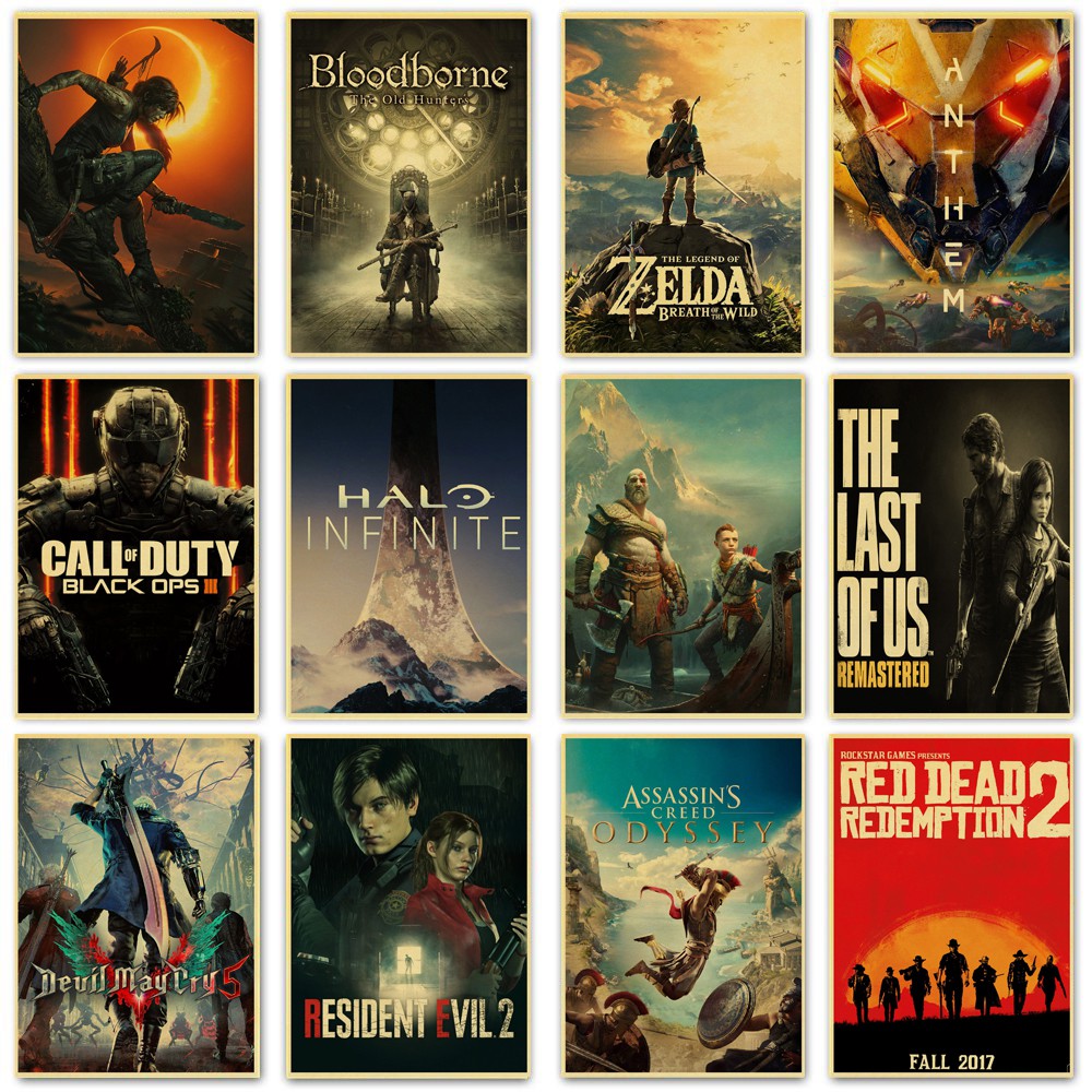 Game series retro posters kraft paper posters | Shopee Malaysia