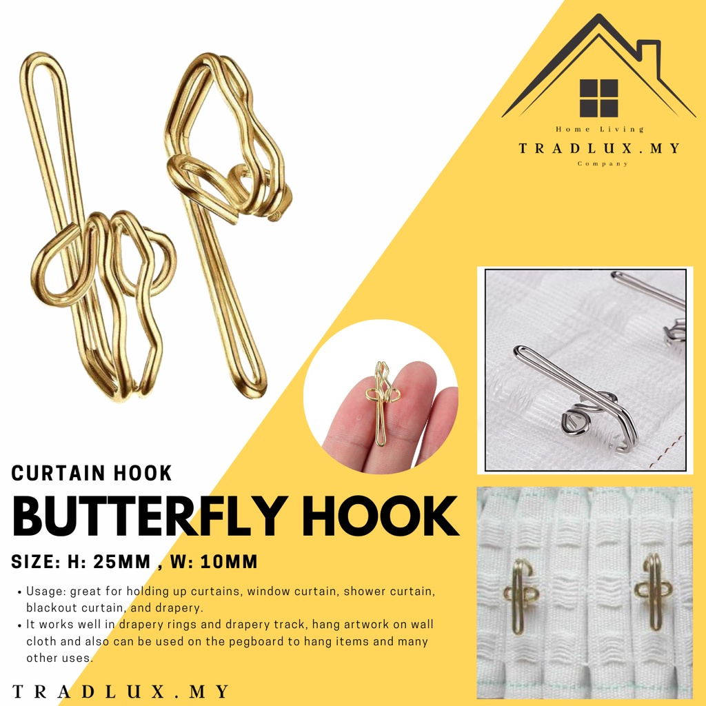 Tradlux Butterfly Curtain Hook Gold Metal Hook Metal Curtain Hooks ...