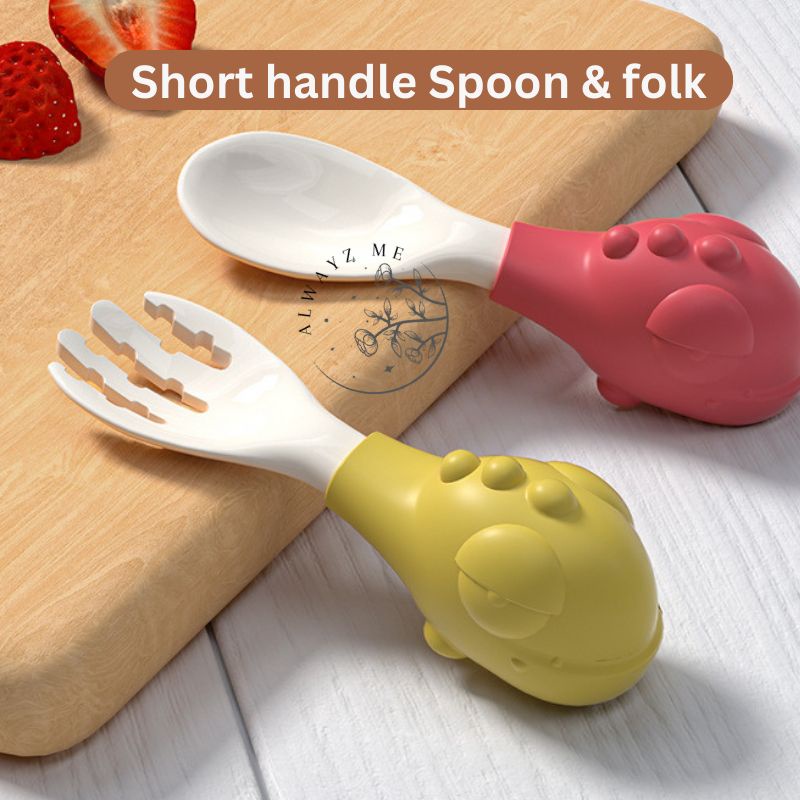 Misuta Baby training spoon and fork set Palm Grasp design (curve & wave ...