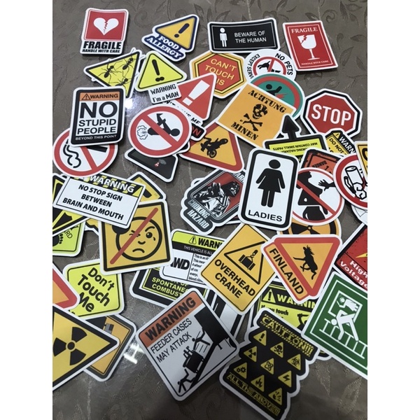 Warning Signs and Posts Stickers Set (50 pieces per set) | Shopee Malaysia