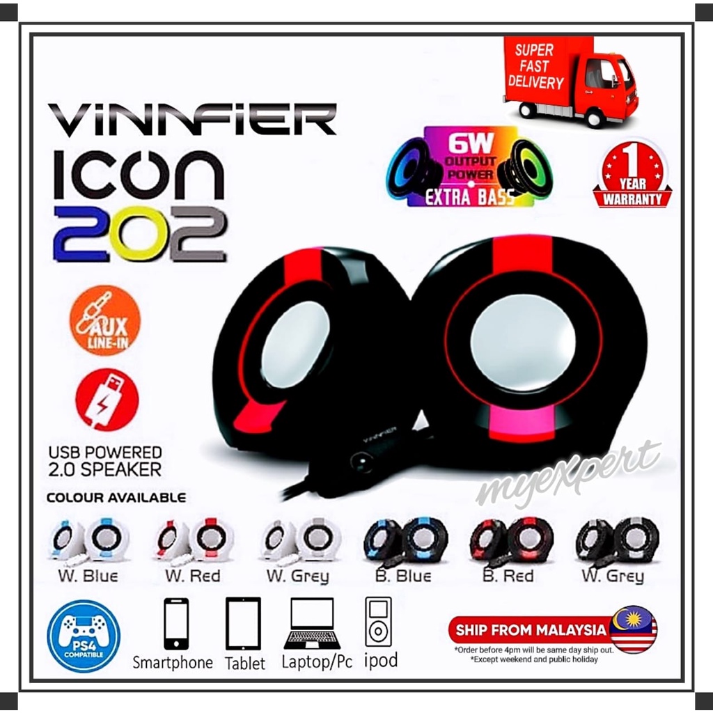 Vinnfier Mini ICON 202 Icon202 2.1 PC Speaker USB POWERED 5 VOLT EASY ...