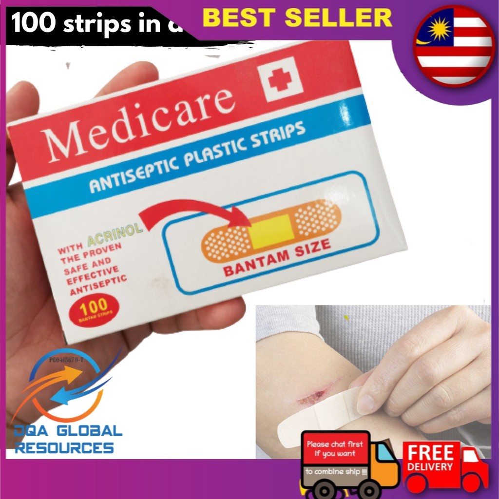 📌 NEW 📌 MEDICARE Antiseptic Plastic Plaster Luka - 100 Strips / Box ...