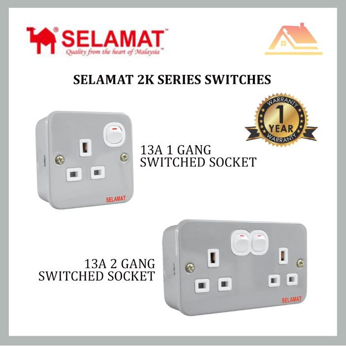 Selamat 13A 1Gang (2K731) / 2Gang (2K732) metal clad Switched Socket ...