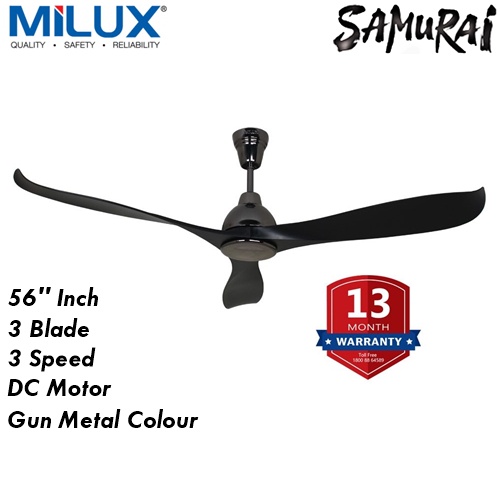 MILUX DC MOTOR 3 SPEED CEILING FAN 56'' MCFE220 BLACK / WHITE ANGIN ...