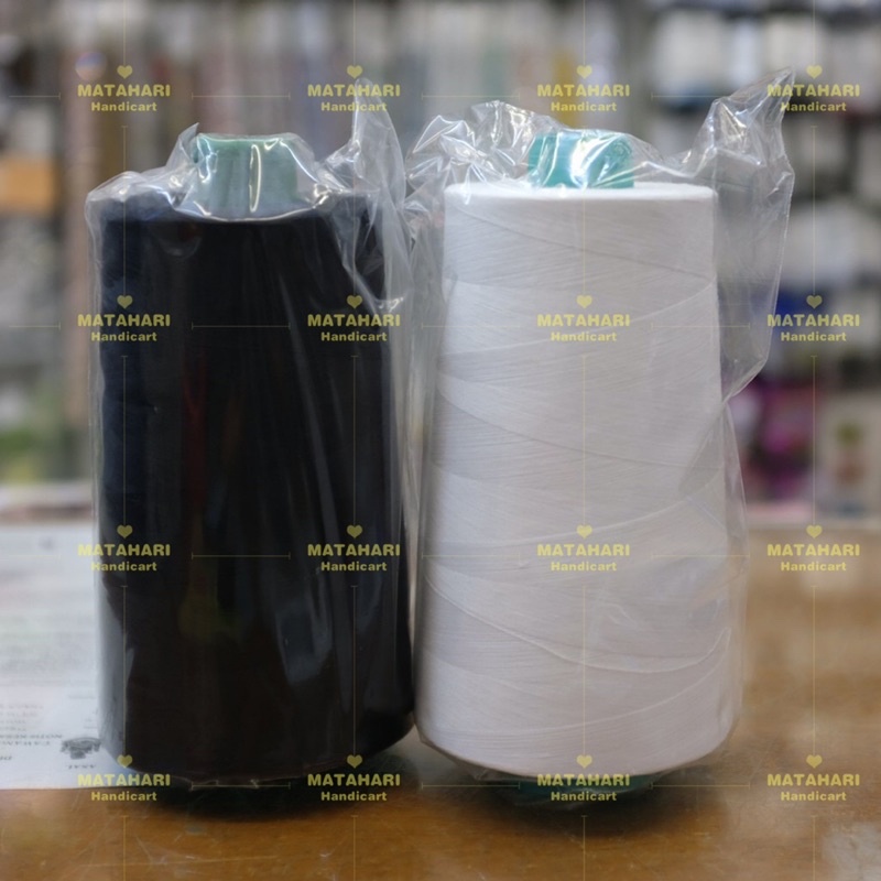 ( 400gm / 15000m ) Black/White Spun Polyester Threads / Benang Jahit ...