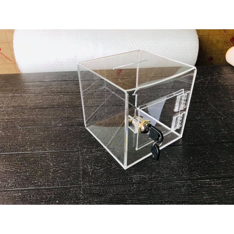 Acrylic Coin Box tipbox 15x15x15cm | Shopee Malaysia