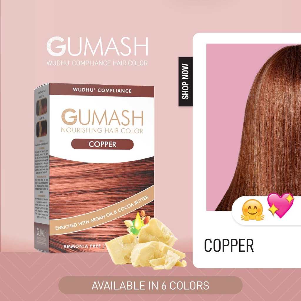 GUMASH Hair Color Pewarna Rambut Halal Telap Air Sah Solat Hair Colour ...