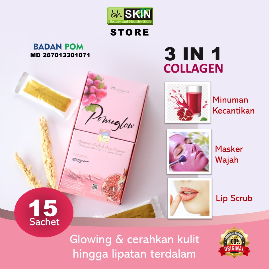 Original Pomeglow Collagen Antioxidant Whitening Body 15 Sachets ...