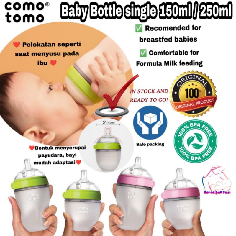 Comotomo Baby Bottle anti-colic 150ml 250ml Single Pink Green Como Tomo ...