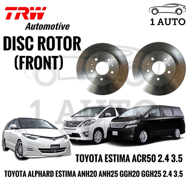 TRW FRONT DISC ROTOR for TOYOTA ESTIMA ACR50 ACR55, ALPHARD ANH20 ANH25 ...
