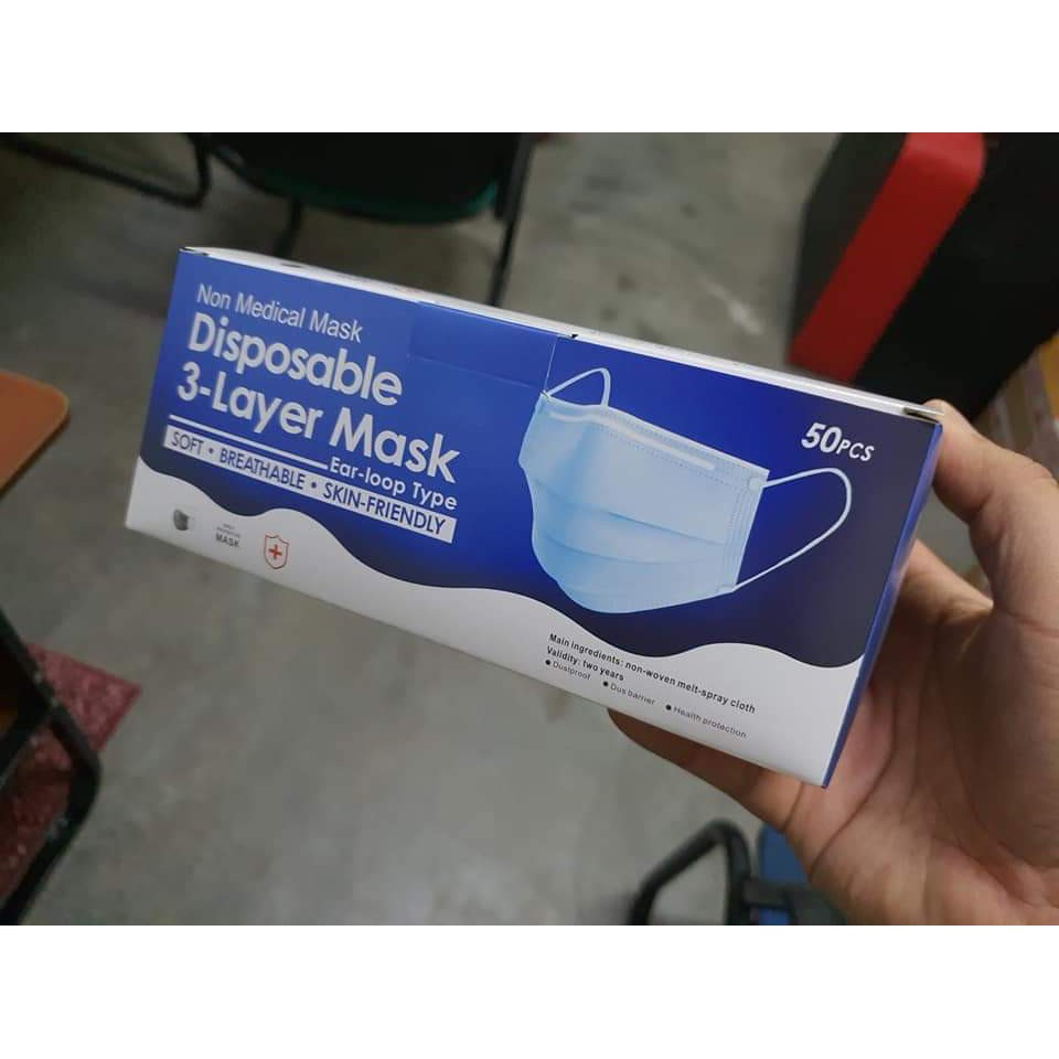Disposable face mask 3ply (50pcs/box) | Shopee Malaysia